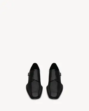 Saint Laurent Connor Monk Straps In Glazed Leather