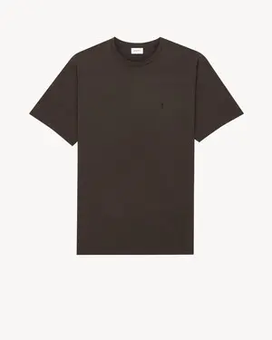 Saint Laurent Cassandre T-shirt In Silk And Cotton Ebene