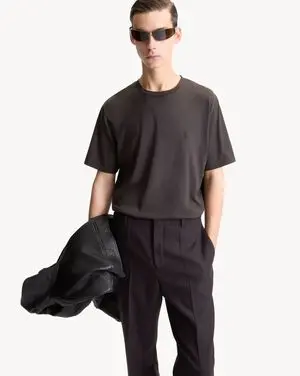 Saint Laurent Cassandre T-shirt In Silk And Cotton - Ebene