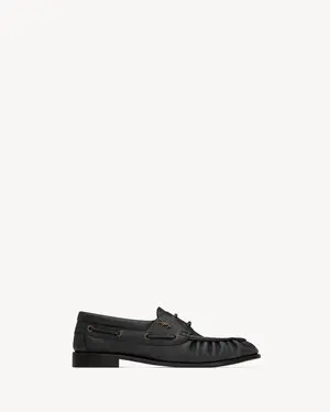 Saint Laurent Le Loafer Bateau In Smooth Leather - Black