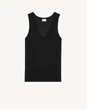 Saint Laurent Tank Top In Ribbed Knit - Noir