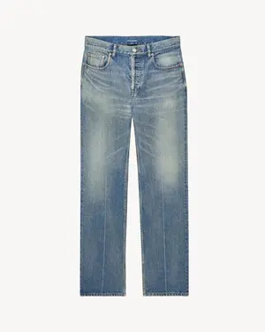 Saint Laurent Tapered Mid Rise Jeans - Authentic Medium Blue