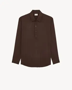 Saint Laurent Shirt In Diamond Silk Jacquard - Chocolat