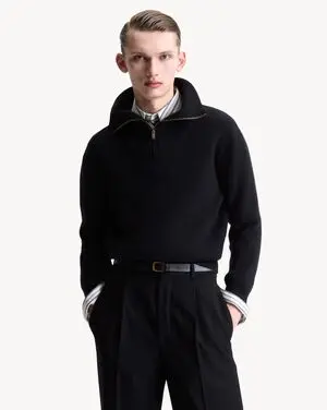 Saint Laurent Rib-knit Wool Half-zip Sweater