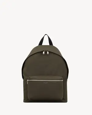 Saint Laurent City Backpack In Cotton Canvas - Deep Leaf
