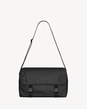 Saint Laurent Paris Messenger In Nylon - Black