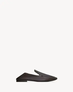Saint Laurent Alain Slippers In Smooth Leather - Brown