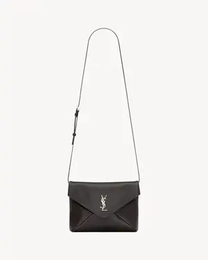 Saint Laurent Cassandre Envelope Messenger In Leather - Nutmeg