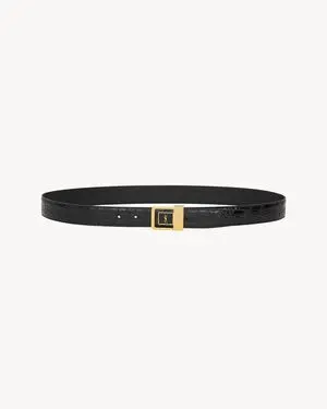 Saint Laurent La 66 Belt In Crocodile-embossed Leather