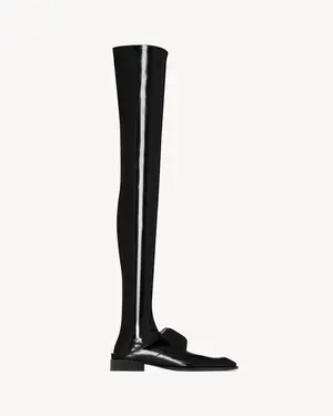 Saint Laurent Romeo Over-the-knee Boots In Patent Leather And Vinyl - Black