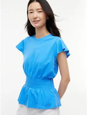 Tommy Hilfiger Flutter Sleeve Shirred T-shirt