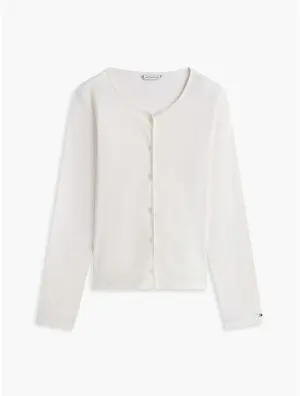 Tommy Hilfiger Pointelle Knit Cardigan - Ivory Silk