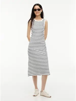Tommy Hilfiger Striped Rib-knit Tank Dress - Ecru