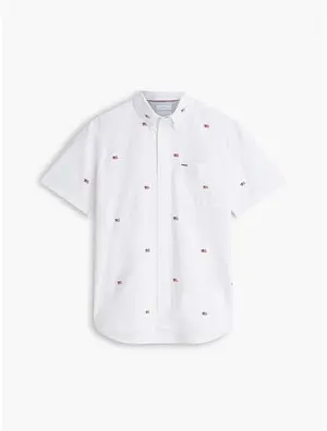 Tommy Hilfiger Classic Fit Allover Flag Oxford Shirt