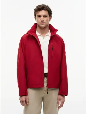 Tommy Hilfiger Recycled Polyester Water-repellent Regatta Jacket With Hidden Hood - Regatta Red