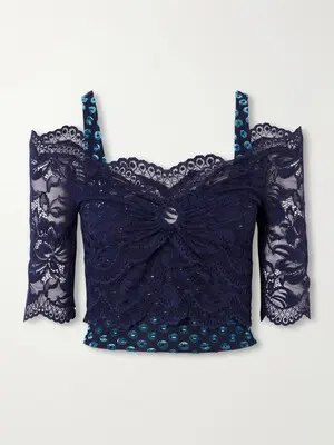Rabanne Devoré Lace Blouse - Blue