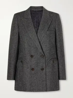 BLAZÉ MILANO Double-breasted Herringbone Wool-blend Blazer