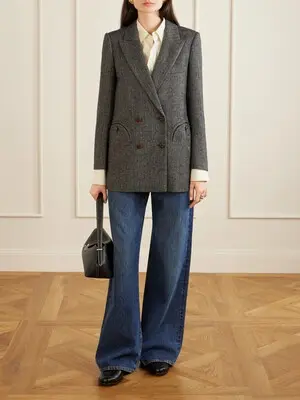 BLAZÉ MILANO Double-breasted Herringbone Wool-blend Blazer