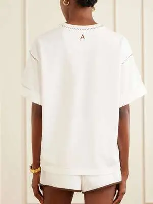 ALEMAIS Scuba Embroidered Cotton-jersey T-shirt - Ivory