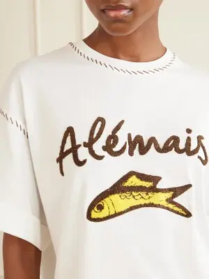 ALEMAIS Scuba Embroidered Cotton-jersey T-shirt