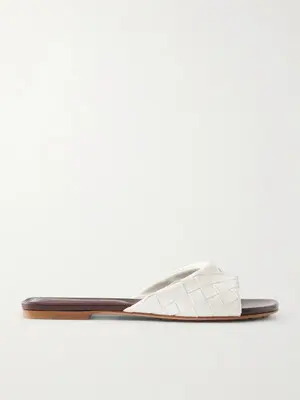 Bottega Veneta Livia Woven Leather Sandals - White