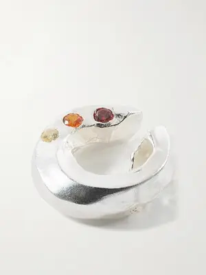 SIMUERO Sterling Silver Sol Y Sombra Ear Cuff With Cubic Zirconia And Sapphire - Multi