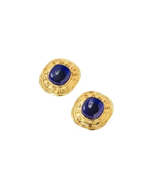 SUSAN CAPLAN Chanel Vintage 1987 Gold-plated Gripoix Crystal Clip Earrings