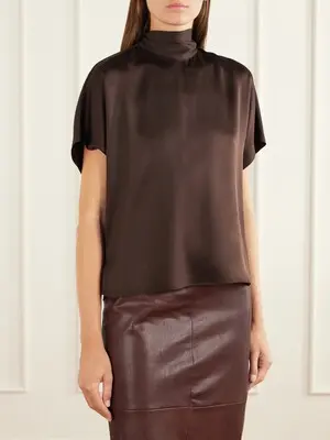 Brunello Cucinelli Draped Silk-satin Blouse