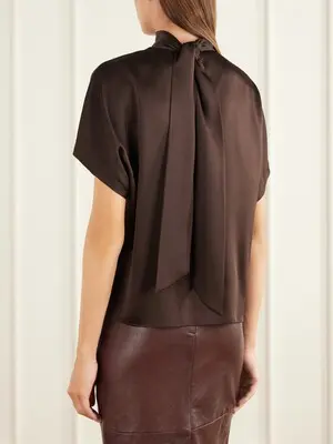 Brunello Cucinelli Draped Silk-satin Blouse