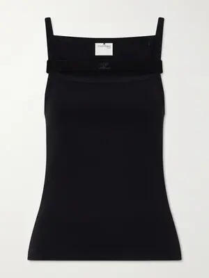 COURREGES 90's Ribbed Cotton-blend Jersey Tank - Black