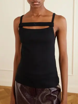 COURREGES 90's Ribbed Cotton-blend Jersey Tank - Black