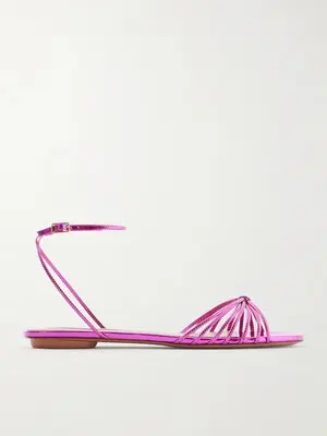 AQUAZZURA Anima Metallic Leather Sandals
