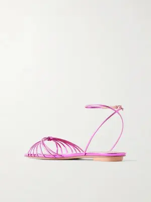 AQUAZZURA Anima Metallic Leather Sandals