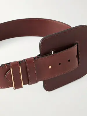 Chloé Wide Leather Belt With Oversized Buckle - Brown
