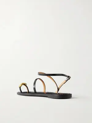 AMANU The Marrakech Embellished Leather Flats - Black