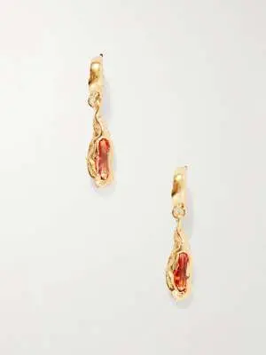 SIMUERO Naranja Gold Plated Citrine Drop Earrings - Red