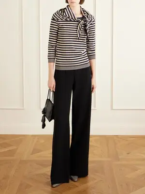 Max Mara Crepe Wide-leg Tailored Trousers - Black