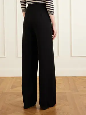 Max Mara Crepe Wide-leg Tailored Trousers - Black