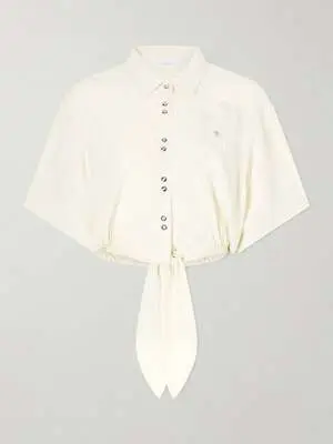 Rabanne Logo-embellished Knotted Blouse