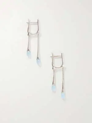 LOREN STEWART Gocciola Sterling And Chalcedony Hoop Earrings - Silver