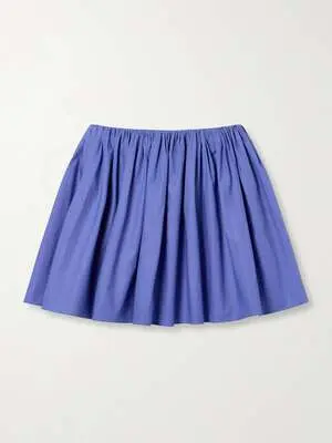 Brandon Maxwell The Hadley Gathered Cotton-blend Poplin Mini Skirt