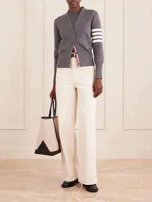 Thom Browne Grosgrain-trimmed Striped Cotton Cardigan