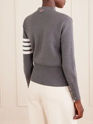 Thom Browne Grosgrain-trimmed Striped Cotton Cardigan