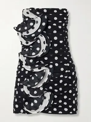 Charo Ruiz Ibiza Rocio Polka Dot Ruffled Mini Dress - Black