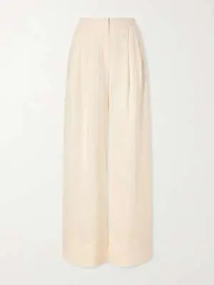 ANDRES OTALORA Ancestra Pleated Linen Wide-leg Pants - Ivory