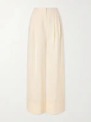 ANDRES OTALORA Ancestra Pleated Linen Wide-leg Pants - Neutrals