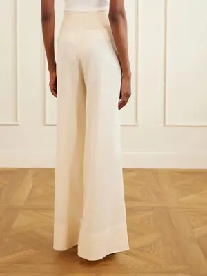 ANDRES OTALORA Ancestra Pleated Linen Wide-leg Pants