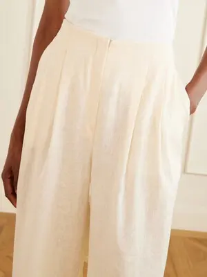 ANDRES OTALORA Ancestra Pleated Linen Wide-leg Pants