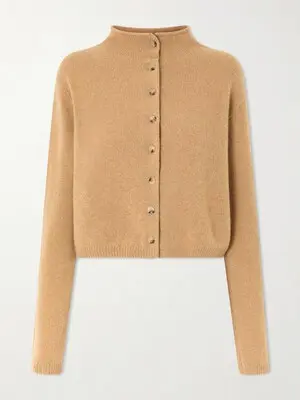 Khaite Annora Merino Wool And Cashmere-blend Cardigan - Neutrals