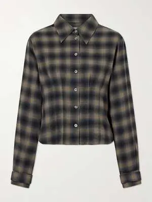 Our Legacy Envelop Checked Cotton And Wool-blend Shirt - Gray